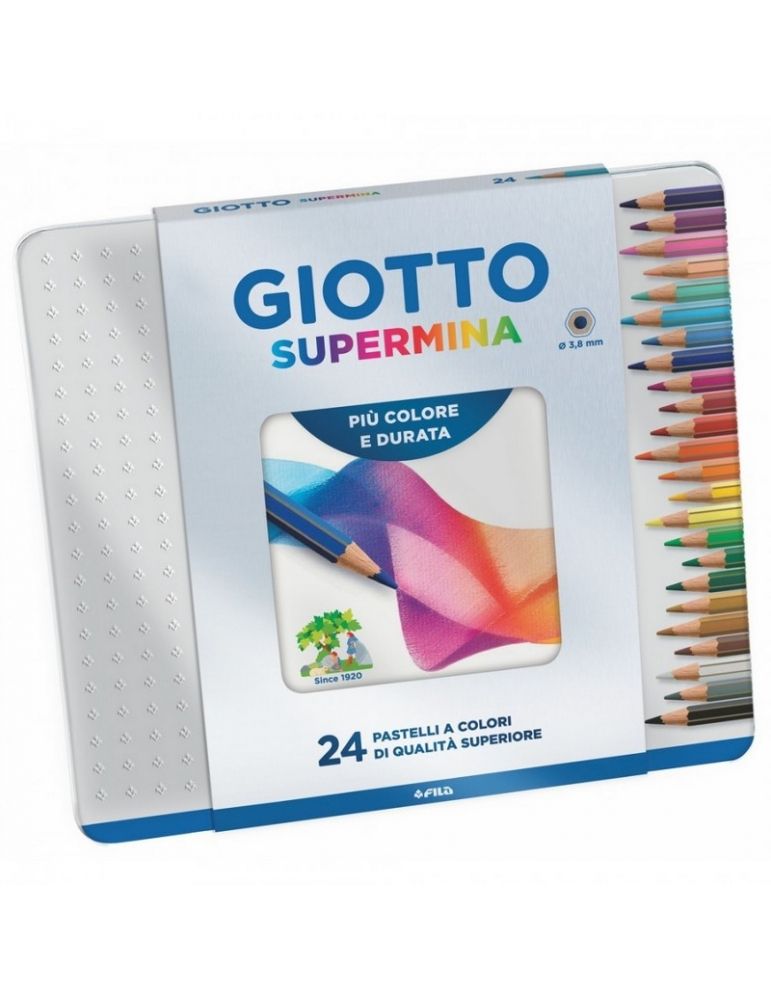 Matite Colorate Giotto FILA Supermina Confezione in Metallo 24 Colori